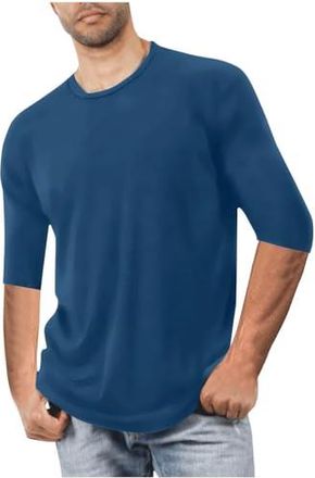 Generic T-shirt de sport d&eacute;contract&eacute; &agrave; col rond pour homme, couleur unie, respirant, classique, polyvalent, extensible, confortable, &agrave; manches courtes, pour e