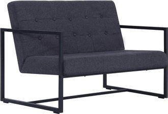 vidaXL Vidaxl - Sofa à 2 places avec accoudoirs Gris foncé Acier et tissu