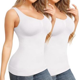 Joyshaper Hauts Sculptants Femme Débardeur Gainant Ventre Plat Gaine Amincissante Tanks Top Body Shaper Blanc+Blanc XL