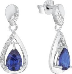 Amor Boucles doreilles pour femme en argent sterling 925, avec zircone synthétique, 1,6 cm, bleu, livrées dans un coffret cadeau, 2012798