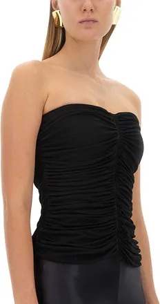 Saint Laurent Crepe Jersey Bustier Tank Top - Black