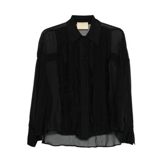 Momoni Femme, Blouses et Chemises, Noir, Taille: 34 FR Camicia abbottonata Lucia