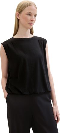 Tom Tailor Damen Basic Blusen-Top mit Struktur, deep black, XXXL