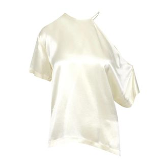 Erika Cavallini Semi Couture Satin One-Shoulder Bluse Creme - - Blouses & Shirts - Damen - Beige - S