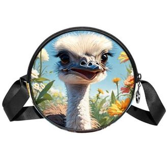 Generic Sac &agrave; bandouli&egrave;re rond pour femme, petit sac &agrave; bandouli&egrave;re avec fermeture &eacute;clair et bretelles r&eacute;glables style d&eacute;contract&eacute; pour femmes et filles