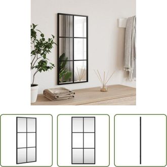 vidaXL Wandmontage - Wandspiegel Schwarz 30x60 cm Rechteckig Eisen