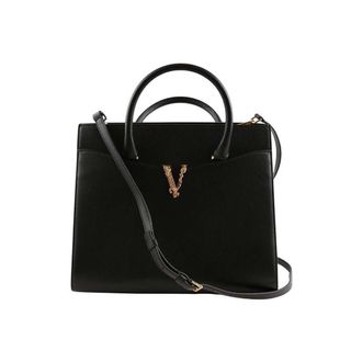 Versace Sac &agrave; main Virtus en cuir noir