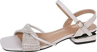 Generic Chaussures Confort Pieds Larges Été femmes nouvelle mode coréenne tête carrée bouton sangle fond épais décontracté grande sangle sandales romaines Jol