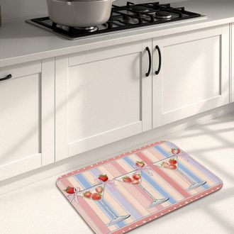 Generic Erdbeer-Cocktail-Küchenmatten für Boden, bunte Sommer-Getränke, weiche Teppiche, gepolstert, bequem, waschbar, rutschfest, Dekor-Teppiche für Küche, W