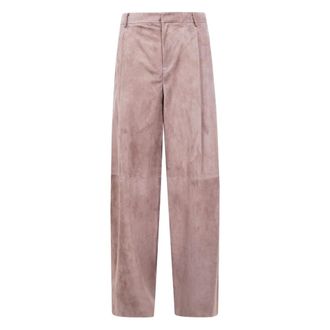 Max Mara Femme, Pantalons, Brun, Taille: 38 FR Pantalon Large en Cuir Marron