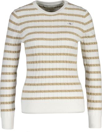 GANT Stretch Cotton Cable Stripe C-Neck Strickpullover