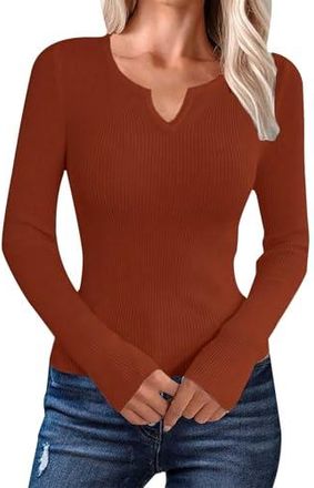 Generic Legging en polaire pour femme - Coupe ajustée - Col en V - Chaud et confortable - Tricot extensible - Couche intérieure décontractée - Manches longues