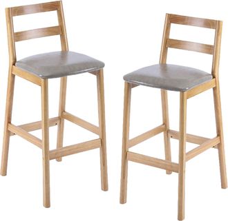 Generic 28 Barhocker In Thekenhöhe, 2er-Set, Rückenlehne Aus Massivholz Mit Kunstlederkissen, Armloser Kücheninselstuhl for Café-Bar(Leather D)