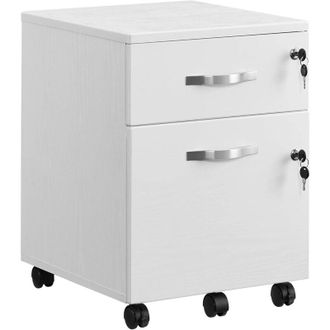 Vasagle Vasagle - Caisson de Bureau &agrave; Roulettes, Verrouillable, avec 2 Tiroirs, 5 Roulettes, Barre de Suspension R&eacute;glables, pour Dossiers Suspendus au Format