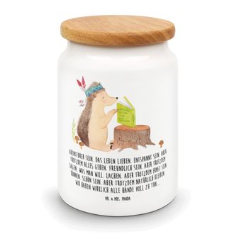 Mr. & Mrs. Panda Keksdose Igel Federschmuck - Geschenk, keksdosen, Lagerfeuer, Vorratsdosen, Camping, Abenteuer, Indianer, Tiere, zuckerdose, Kaffeedose, Teedose