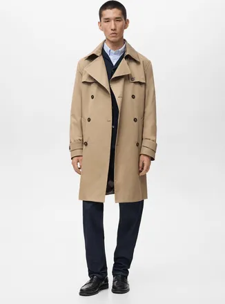 Mango Wasserabweisender Trenchcoat mit Gürtel beige - Herren - XXL - MANGO MAN