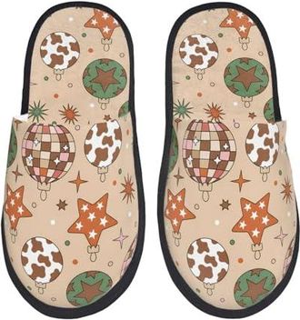 Generic Confortable Peluche Pantoufles Ornement de No&euml;l western Maison Pantoufles Antid&eacute;rapant Chaussons pour Homme pour Hiver Homme Adulte L