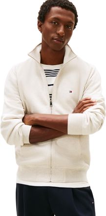 Tommy Hilfiger Herren Essential Fleece Stand Collar Mw0Mw41759 Sweatshirt mit durchgehendem Rei&szlig;verschluss, BEIGE (Heathered Oatmilk), L