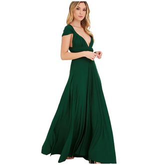 Generic Multiway Kleid Damen Abendkleid Lang - Maxikleid Sexy V Ausschnitt R&uuml;ckenfrei Neckholder Kleider Schulterfrei Abendkleider f&uuml;r Festlich Elegant Hochze