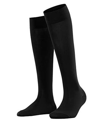 Falke Cotton Touch W KH fines unies 1 paire, Chaussettes longues Femme, Noir (Black 3000) nouveau - écologique, 35-38