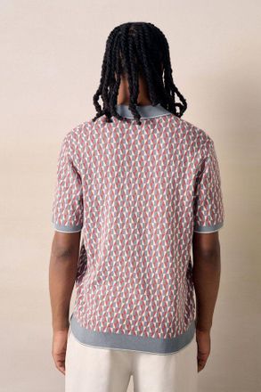 Next Polokragenpullover Gestricktes Polohemd mit geometrischem Muster (1-tlg)