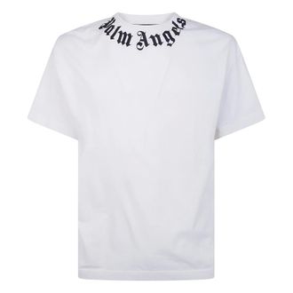 Palm Angels Homme, Tops, Blanc, Taille: S Neck Logo Regular Tee