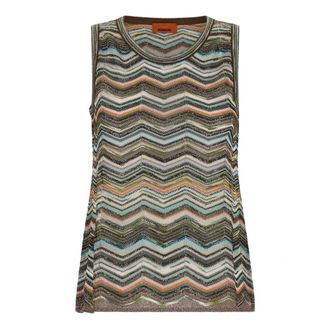 Missoni &Auml;rmelloses Oberteil aus Viskosemischung mit Chevron-Muster - - Knitwear - Damen - Mehrfarbig - S
