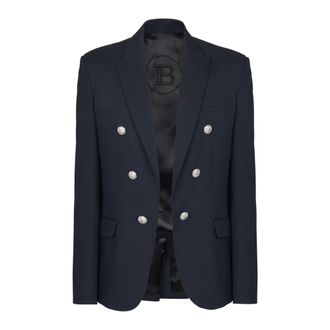 Balmain Homme, Vestes, Bleu, Taille: L Veste en laine &agrave; 6 boutons