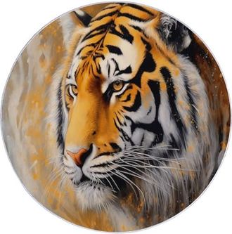 Generic Home Tapis Rond Life Tapis de Jeu, 180 cm (Round) pour la Chambre, Convient aux Enfants Tigre, Animal r&eacute;aliste Facile dentretien, r&eacute;sistant Couleur Or