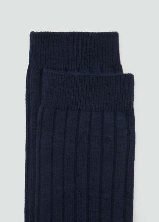 Mango Chaussettes laine m&eacute;lang&eacute;e maille c&ocirc;tel&eacute;e bleu marine - Femme - Taille unique - MANGO