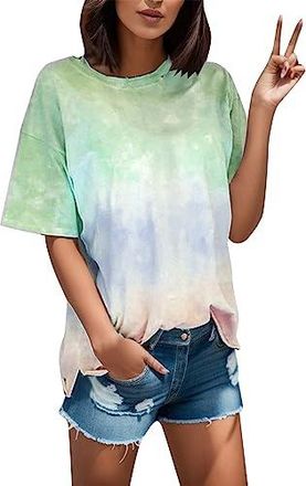 Generic T-shirt d&eacute;t&eacute; &agrave; manches courtes pour femme - Coupe ample - D&eacute;contract&eacute; - T-shirt surdimensionn&eacute; - T-shirt de f&ecirc;te - T-shirt de sport pour femme et adol