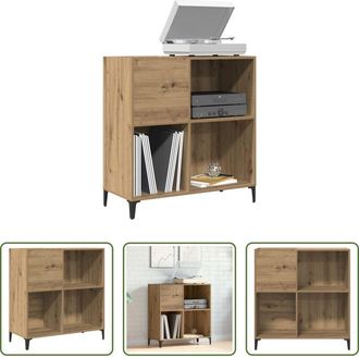 vidaXL Meuble tourne-disque - Armoire &agrave; disques ch&ecirc;ne artisanal 84,5x38x89 cm bois ing&eacute;nierie