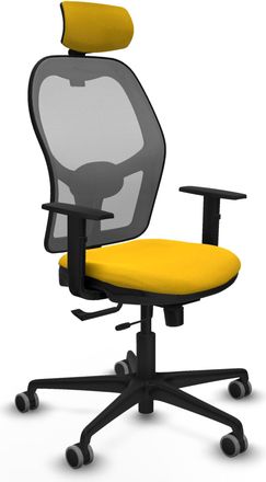 Piqueras y Crespo Ergonomischer Stuhl mit 1D-Armen, h&ouml;henverstellbare Lendenwirbelst&uuml;tze und h&ouml;henverstellbares Kopfteil und Neigungsverstellung, ausgestattet mit Syncr