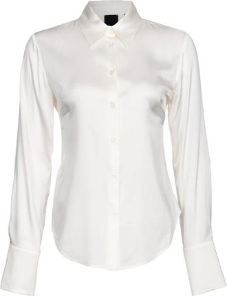 Pinko Pinko, Femme, Blouses et Chemises, Blanc, Taille: 36 FR Fitted Satin Shirt