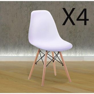 PEGANE Pegane - Lot de 6 chaises en résine coloris blanc avec pieds en bois - longueur 45 x profondeur 53 x Hauteur 83 cm