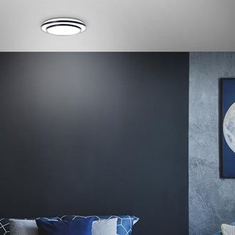 Lightbox LED Wand- & Deckenlampe mit schwarzen Rahmen & warmweißer Lichtfarbe (3000 K) | Ø 34 cm | 2400 lm | Deckenleuchte | LED integriert | 24 W | aus Metall