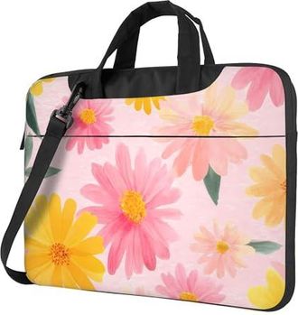 Generic Sac pour ordinateur portable de 15,6 pouces avec bandouli&egrave;re - Motif marguerites color&eacute;es - Housse de protection antichoc pour ordinateur portable - P