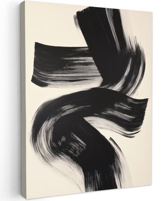 MuchoWow &copy; Wandbilder 60x80 cm Wohnzimmer Wanddeko Schlafzimmer Zimmerdeko Wandgem&auml;lde Zimmer Deko auf Wand Dekoration Wall Art Streifen - Schwarz - Abstrakt