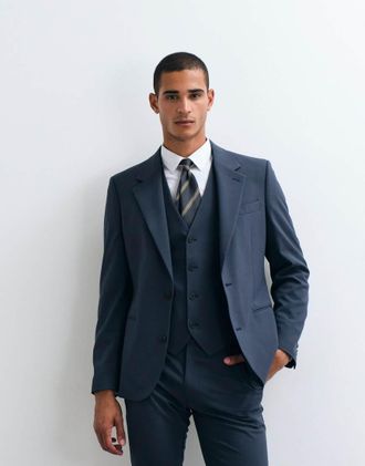 Asos Enge Anzugjacke in Marineblau