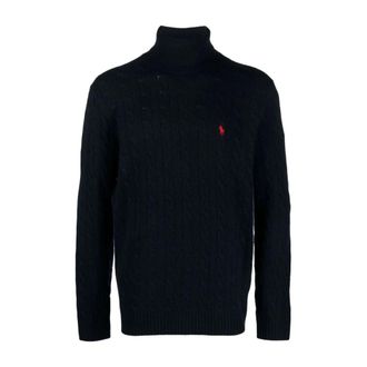 Polo Ralph Lauren Blaues Zopfmuster-Strickpullover - - Knitwear - Herren - Blau - L