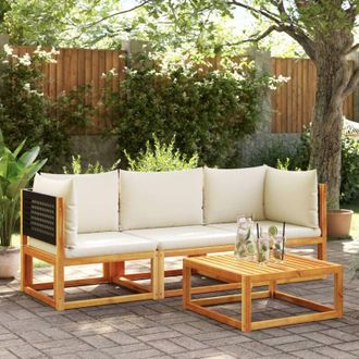 vidaXL Vidaxl - Salon de jardin avec coussins 3 pcs bois massif dacacia