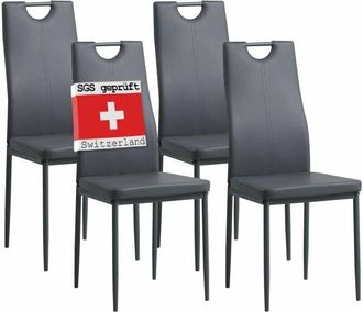 Albatros-Moebel Esszimmerstühle salerno 4er Set, Grau - Edles Italienisches Design, Polsterstuhl Kunstleder-Bezug, Modern und Stilvoll am Esstisch - Küchenstuhl