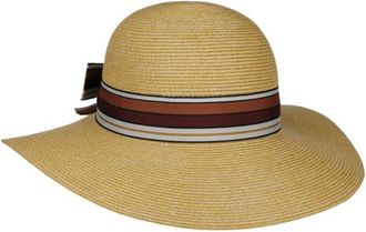 LIPODO Chapeau en Paille Macaloa Femme - Made in Italy Capeline DEte pour Le Jardin avec Ruban Gros Grain Ete Printemps-ete - M (56-57 cm) Nature