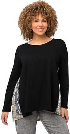 Ulla Popken T- Shirt avec empi&egrave;cement pliss&eacute;, Noir, 56-58 Femme