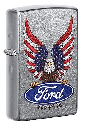 Zippo Sturmfeuerzeug - Ford Oval, Street Chrome, Color Image - Nachf&uuml;llbar - Wiederverwendbar - Windfestes Design - Geschenkbox - Made in USA