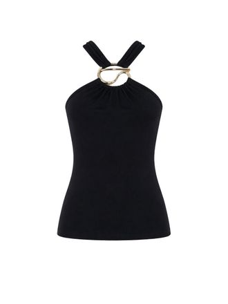 Coperni Womens Top Halterneck Black Cotton Tops