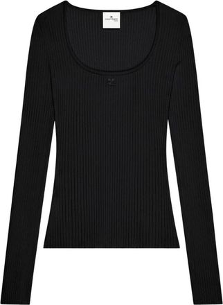 Courr&egrave;ges Femme, Pulls, Noir, Taille: 42 FR Heritage Rib Knit Top