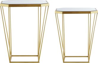 Beliani Stilvolles Beistelltisch Set 2er Set Spiegel/Gold Sierra