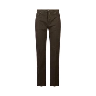 Kiton Jean &agrave; logo brod&eacute; - Homme - Pantalons - Brun - Taille: W36
