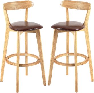 Generic Barhocker mit R&uuml;cken- und Fu&szlig;st&uuml;tze, gepolsterte Barhocker f&uuml;r K&uuml;che und Esszimmer, hohe Barhocker mit Holzrahmen, bis 136 kg belastbar, einfache Mont